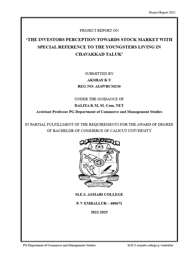 Akshay Project Report Full (2) | PDF | Stock Market | Stocks
