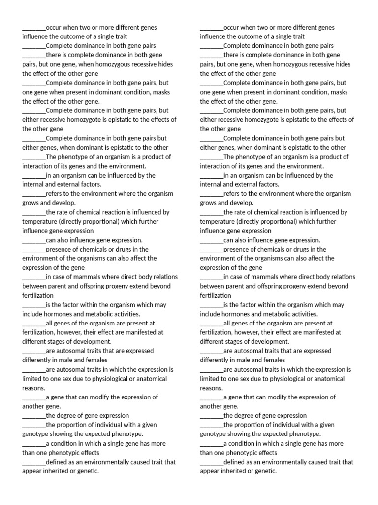 Non Allelic Interaction Quiz | PDF | Dominance (Genetics) | Genotype