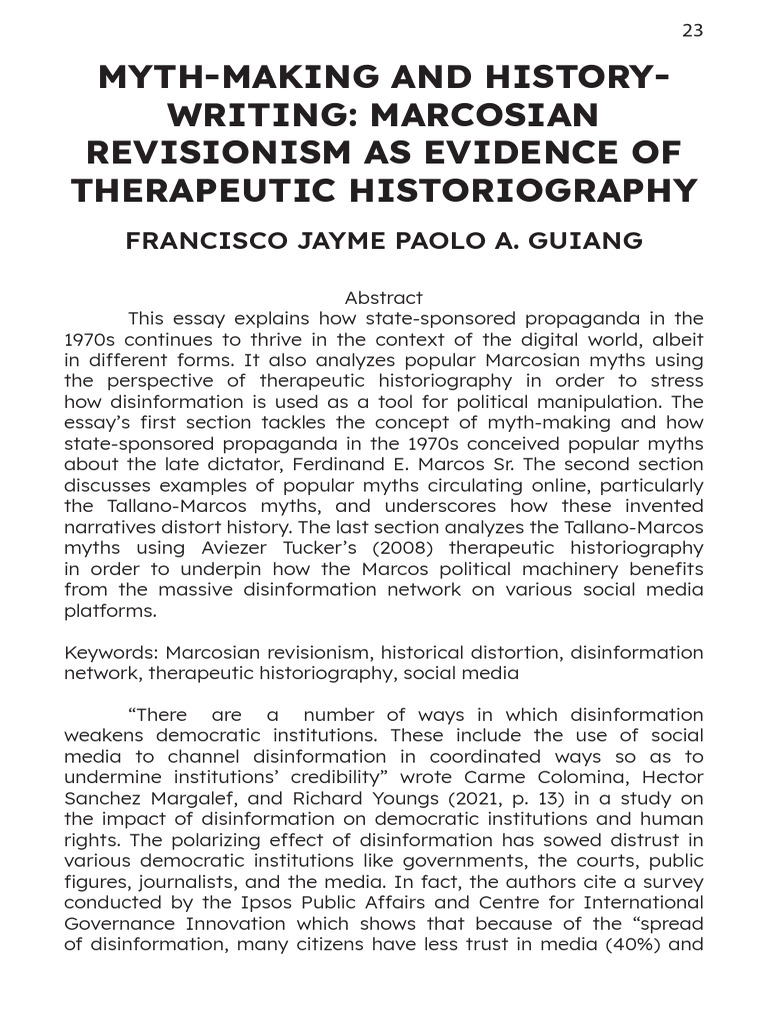 Marcosian Myths and Digital Disinformation | PDF | Historian | Narrative