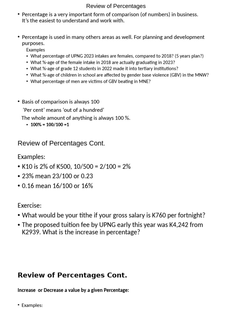 Lecture 3 Percentages and Application of Percentages | PDF | Interest ...