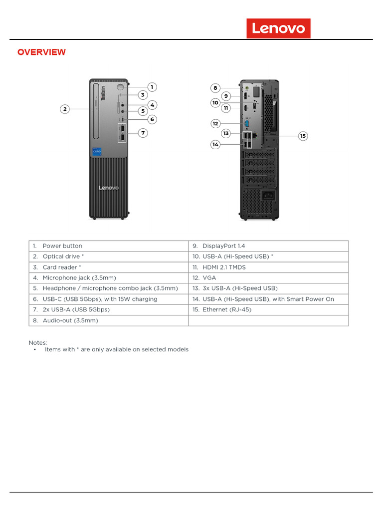 ThinkCentre Neo 50s Gen 5 Specs Overview | PDF | Usb | Bios