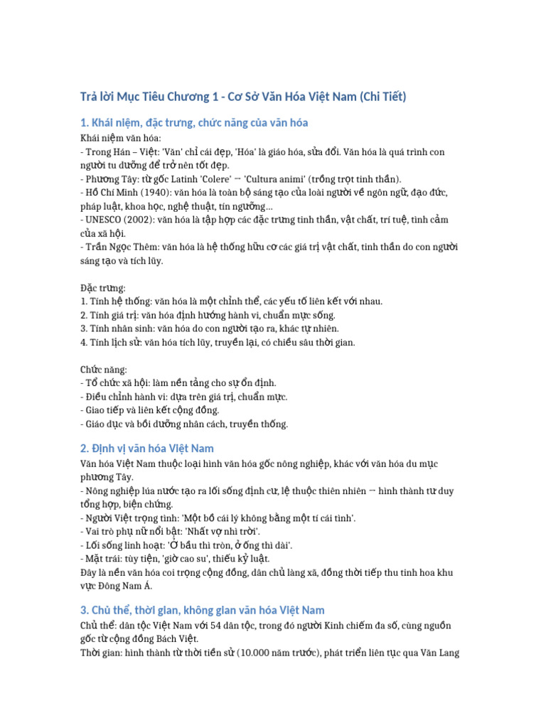 Tra Loi Muc Tieu CSVHVN ChiTiet | PDF