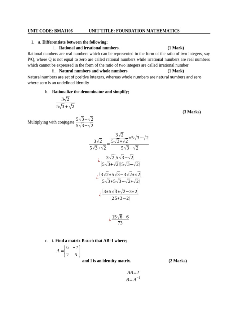 Foundation Mathematics Cat | PDF | Square Root | Rational Number