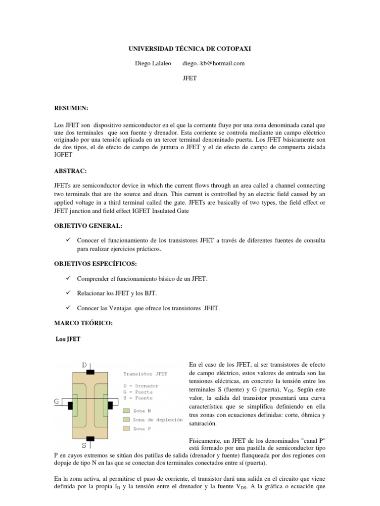 Informe Jfet | PDF | Transistor | Semiconductores