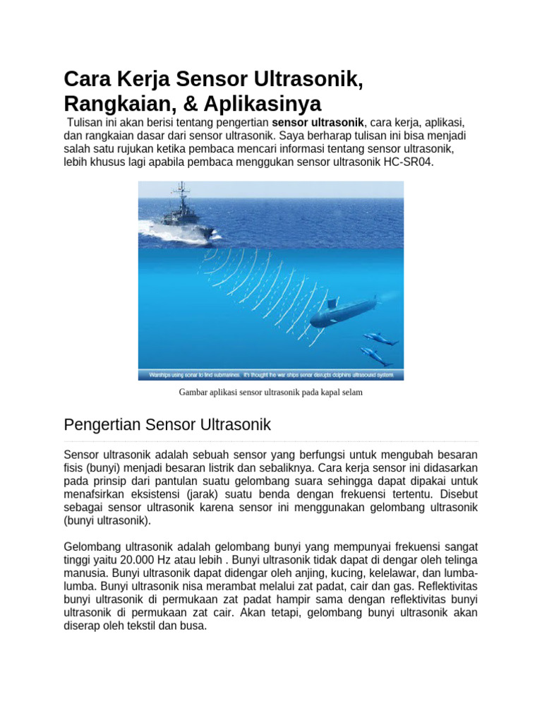 Cara Kerja dan Aplikasi Sensor Ultrasonik | PDF