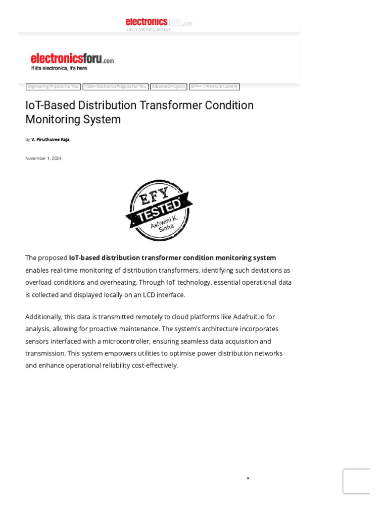 IoT Transformer Condition Monitoring System | PDF | Internet Of Things ...