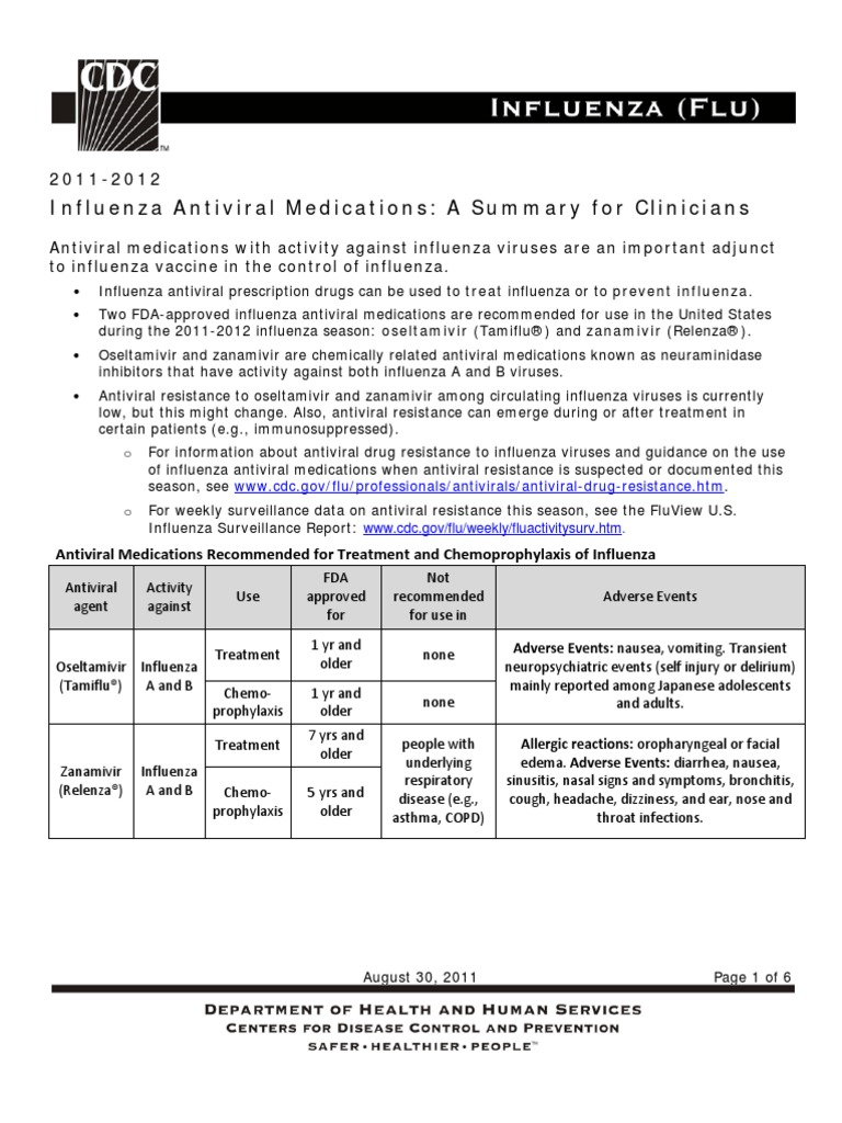 Influenza Antiviral Medications: A Summary For Clinicians | PDF ...