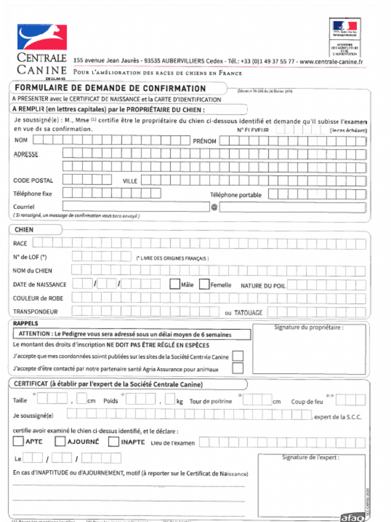 Formulaire Confirmation (Nouveaux Tarifs 01.01.2020) | PDF
