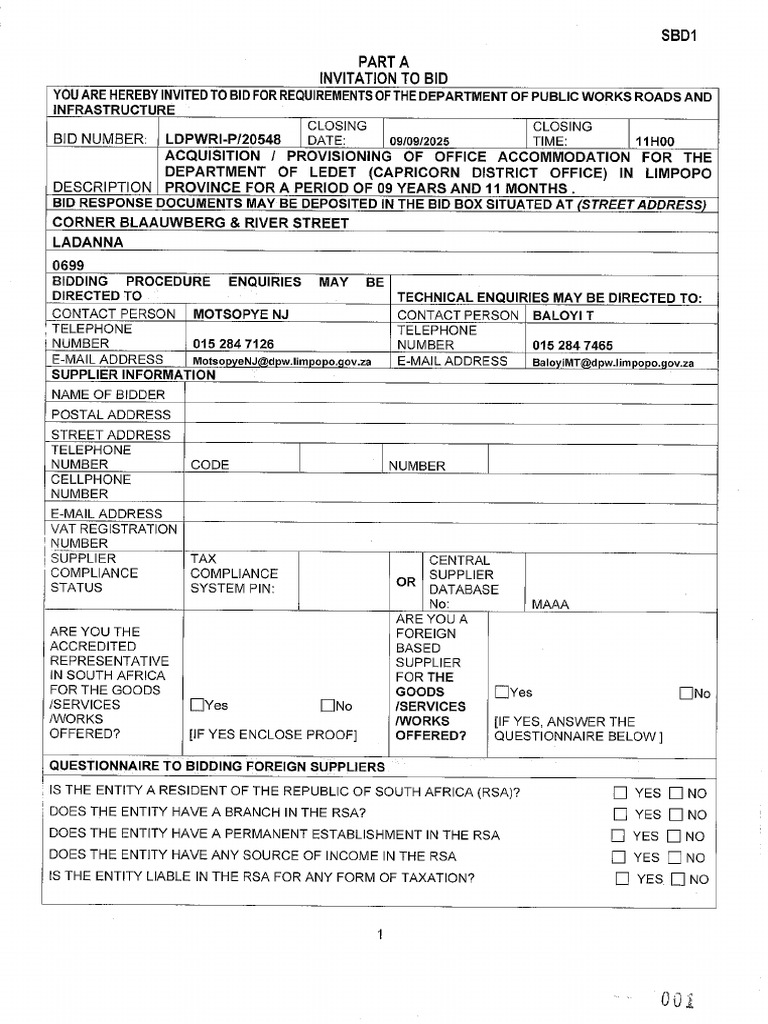Ldpwri-P20548 Acquisition of Office Accommodation For The Departmwnt of ...