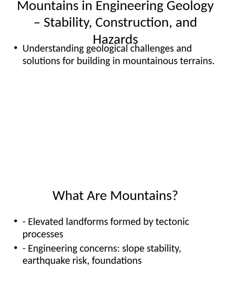 Mountains in Engineering Geology Presentation | PDF