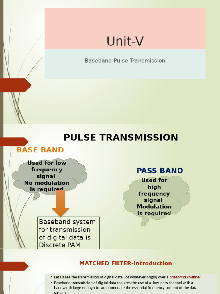 Matched Filter for ISI in Baseband Transmission | PDF | Filter (Signal ...