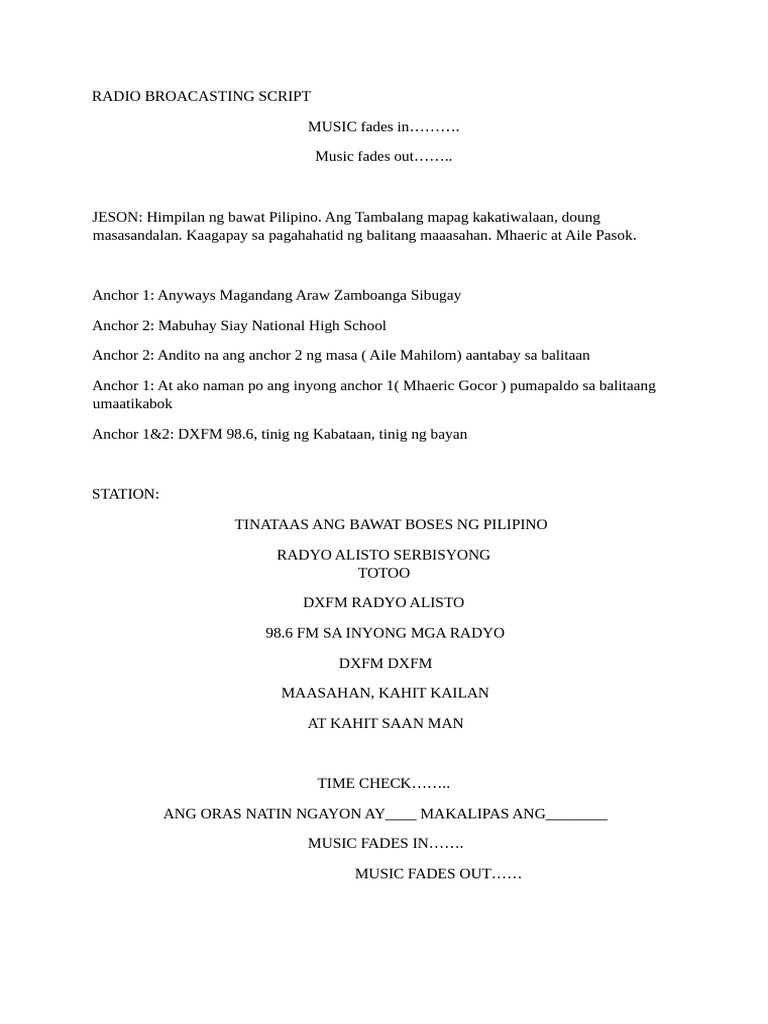 Radio Broadcasting Script - 030037 | PDF