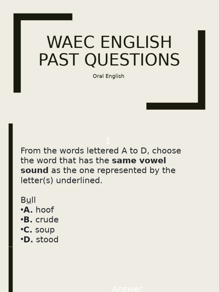WAEC Oral English Past Questions | PDF | Stress (Linguistics) | Syllable