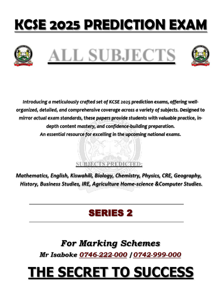 KCSE 2025 Prediction Exams Overview | PDF | Disciple (Christianity) | Jesus