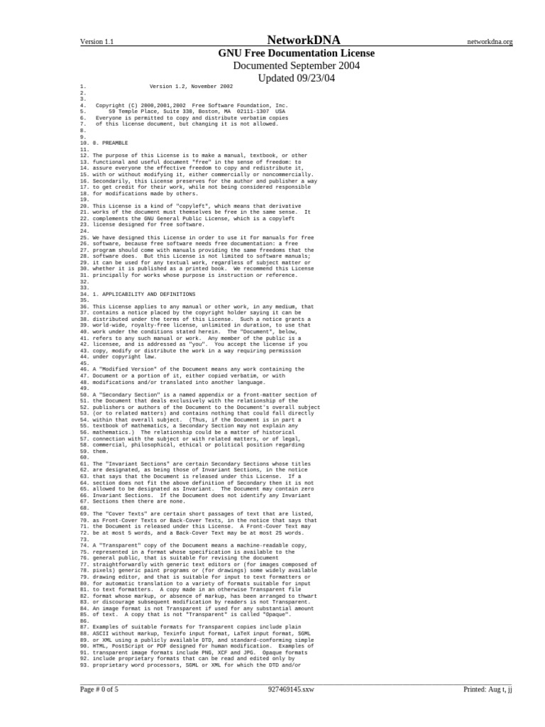 020 - GNU Free Documentation License - 1.1 | PDF | Free Software ...