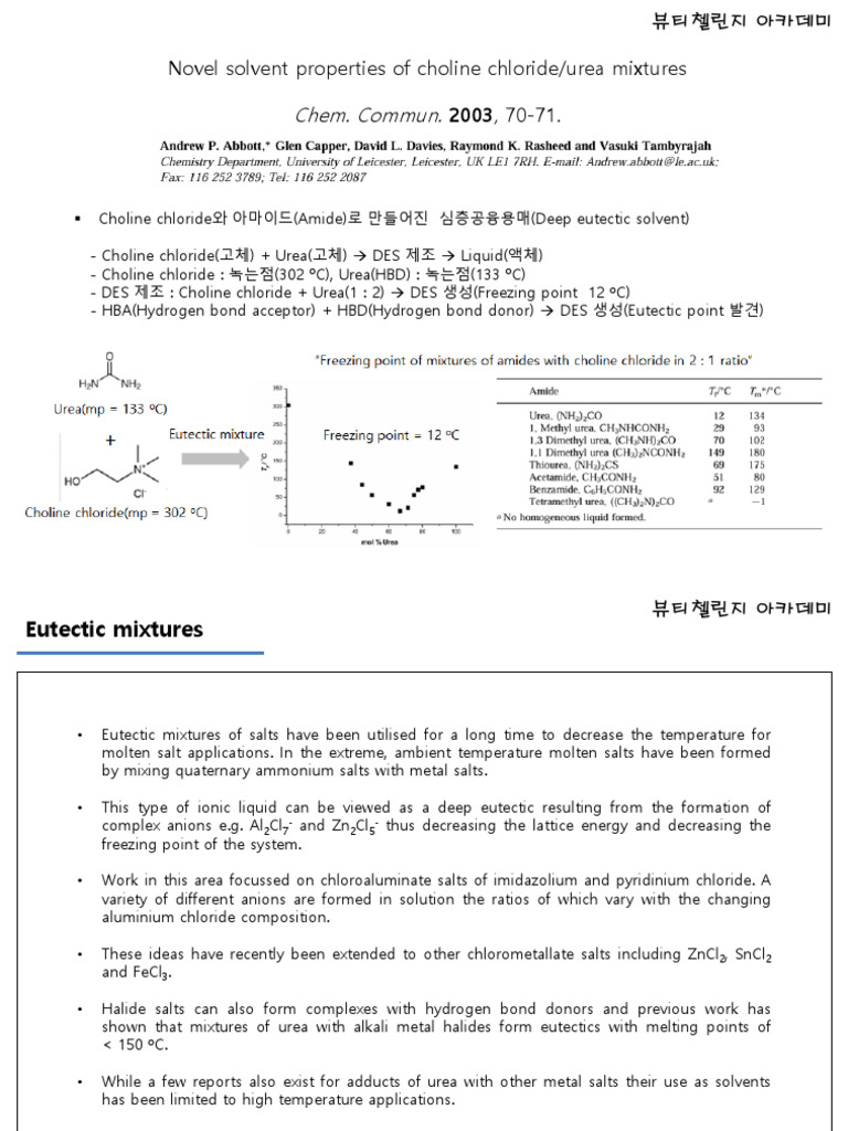 Choline Chloride-Urea Eutectic Solvent | PDF | Salt (Chemistry ...