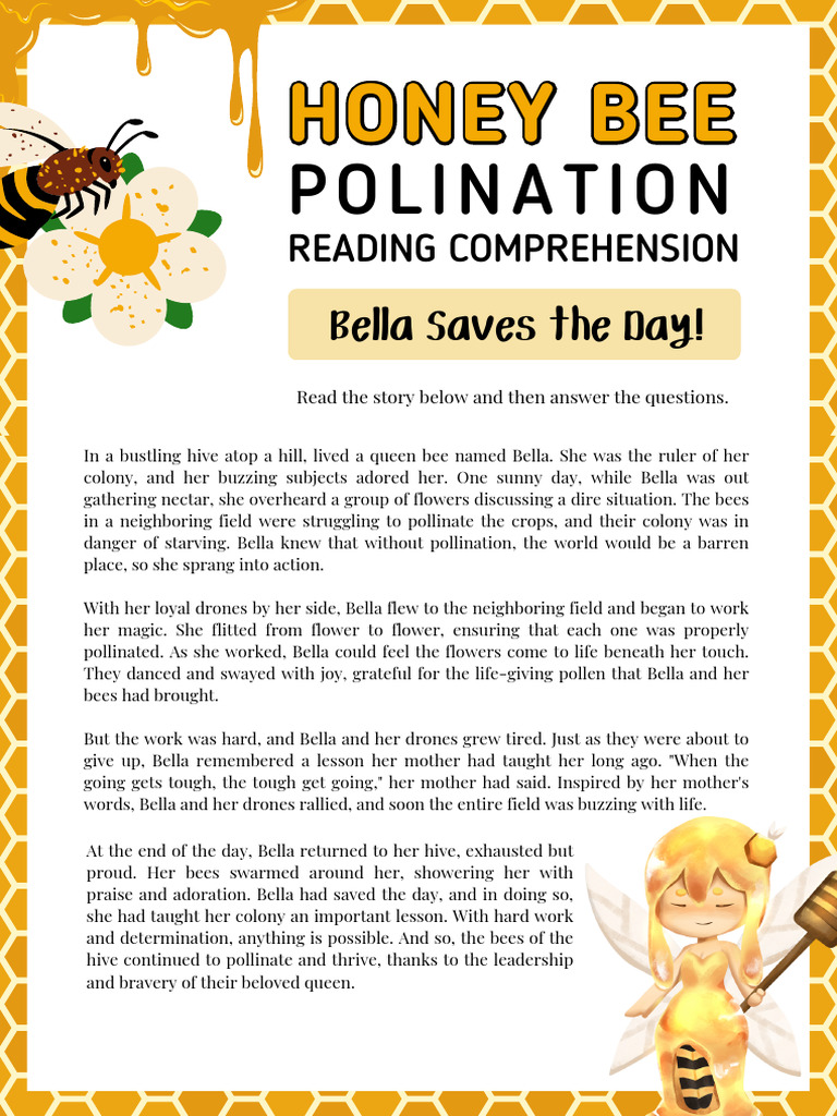 ELA English Reading Comprehension Cross-Curricular Bee Pollination ...