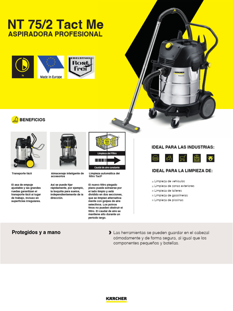 Aspiradora Profesional NT 75/2 Tact Me | PDF | Aspiradora