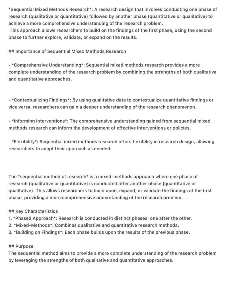 Sequential Mixed Methods Research Design | PDF