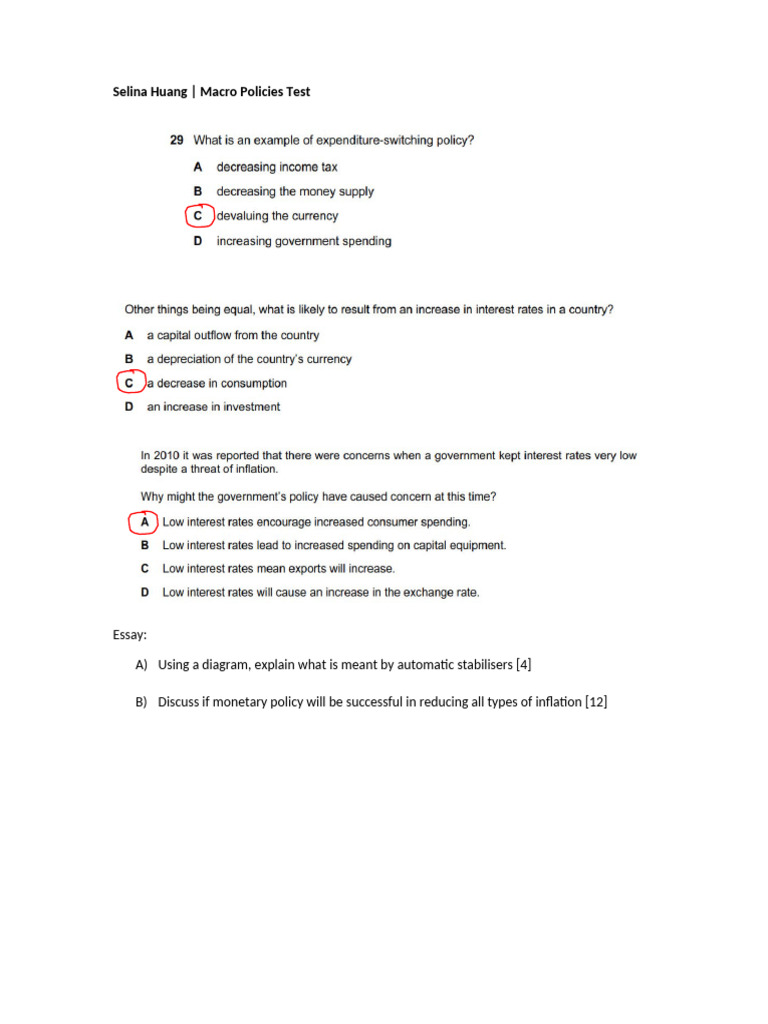 As Macro Policies Makeup B | PDF