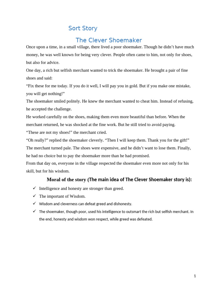 Reading Orginal Story Assignment | PDF