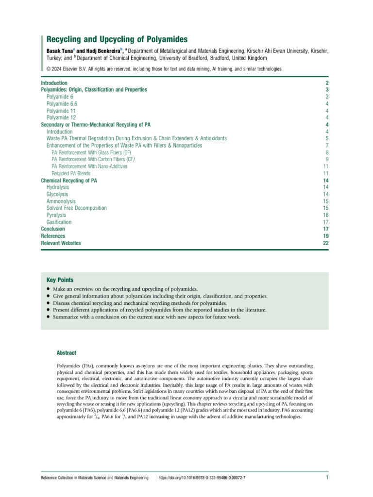 Recycling and Upcycling of Polyamides | PDF | Plastic | Polymers