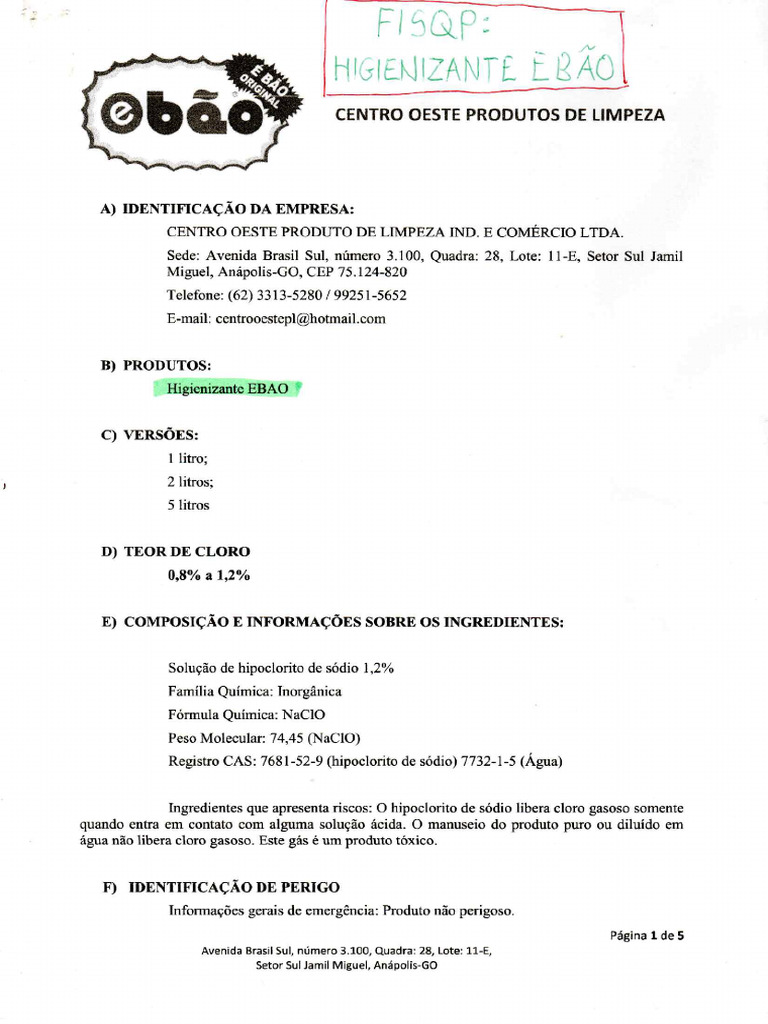 Fispq - Higienizante Ebão | PDF
