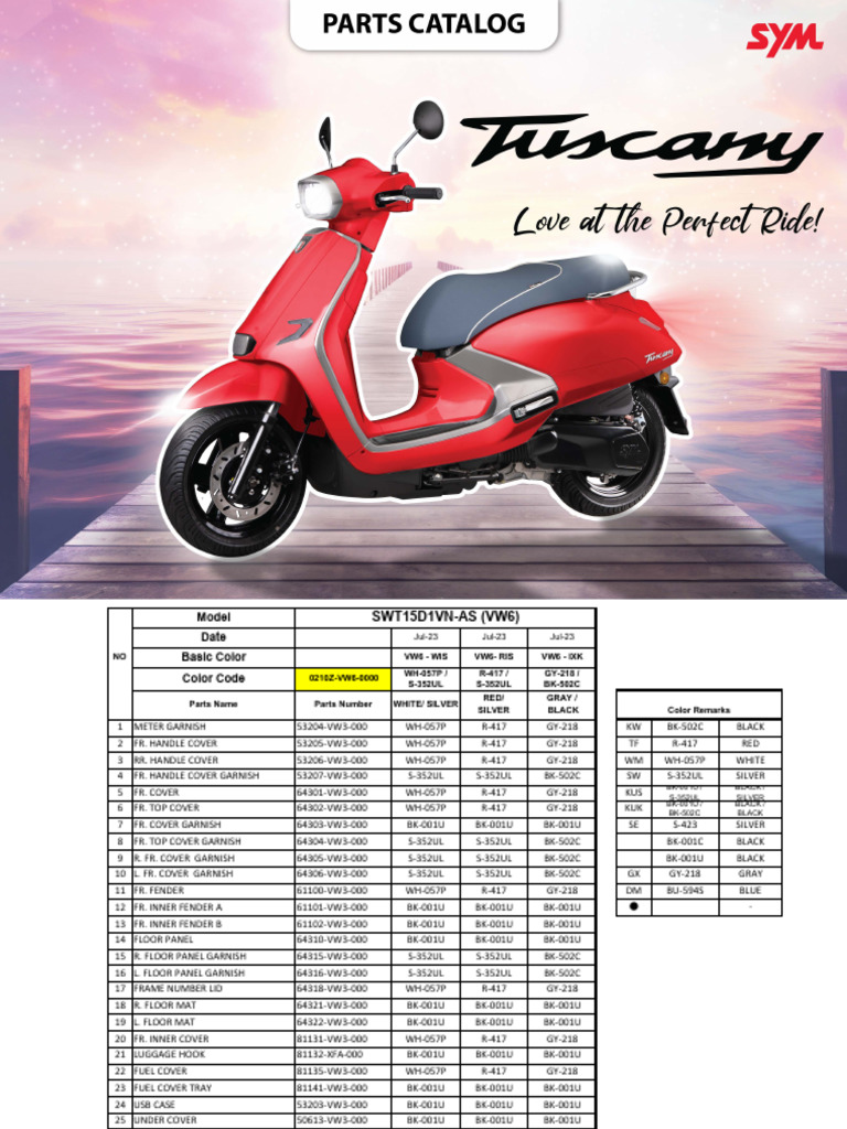 Tuscany 150 Parts Catalog Overview | PDF | Screw | Valve