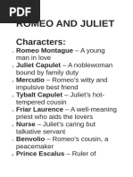 Act 1 Overview of Romeo and Juliet | PDF | Characters In Romeo And ...