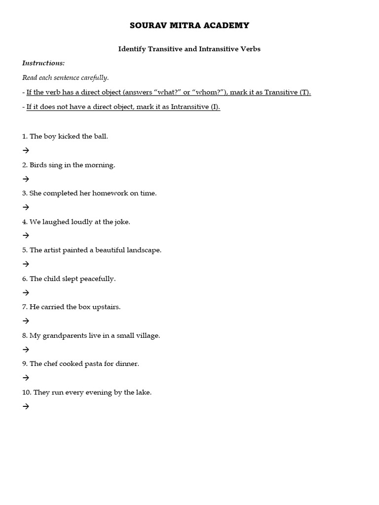 Transitive Intransitive Verb | PDF