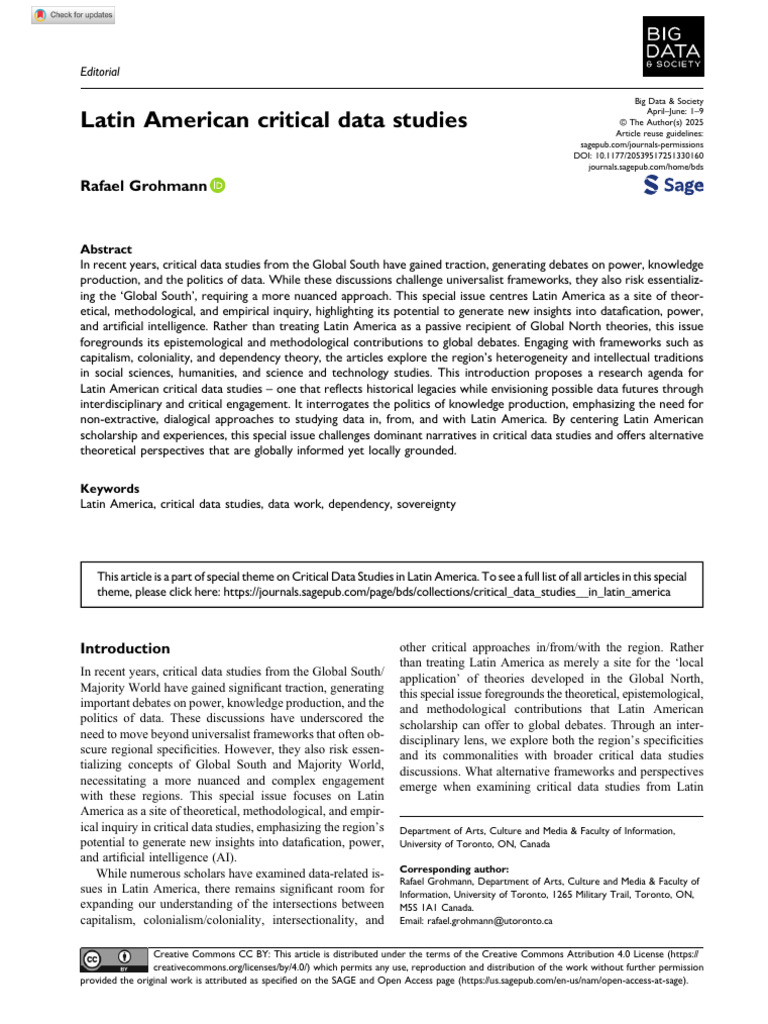 Latin America in Critical Data Studies | PDF | Epistemology ...