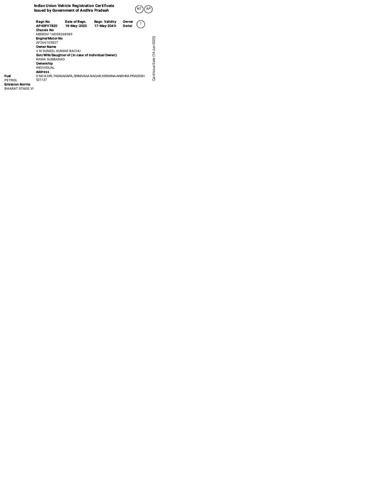 Vahan - Parivahan.gov - in Vahanservice Vahan Ui Onlineservice Form | PDF