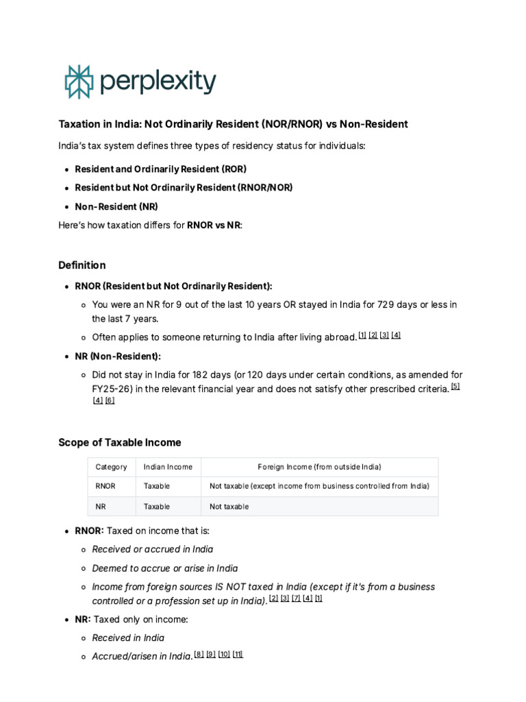 Taxation in India - Not Ordinarily Resident | PDF | Taxes | Capital ...