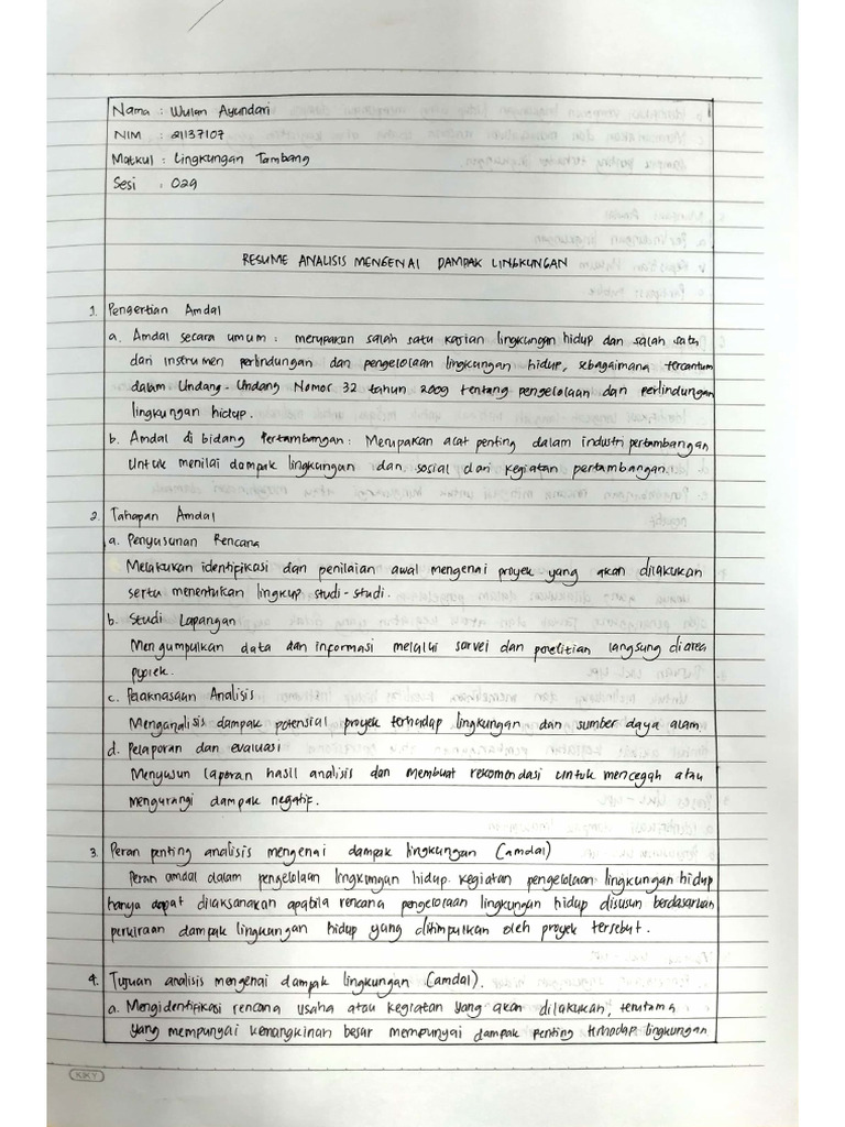029-21137107-Wulan Ayundari-Resume Analisis Mengenai Dampak Lingkungan | PDF