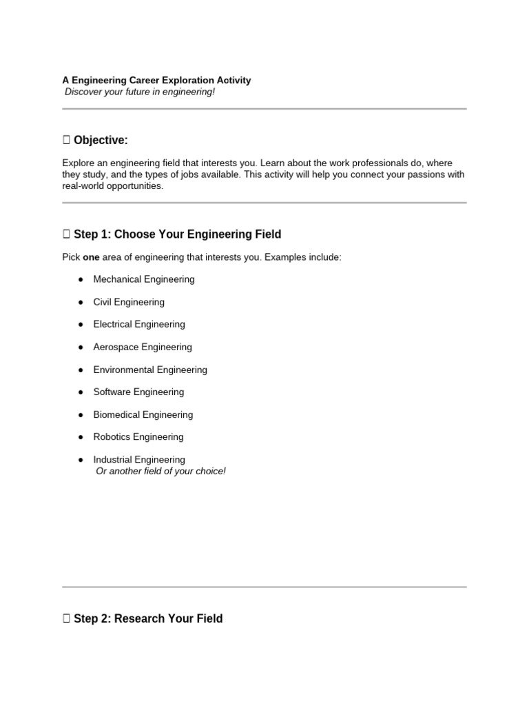 Engineering Career Exploration Activity | PDF | Engineering