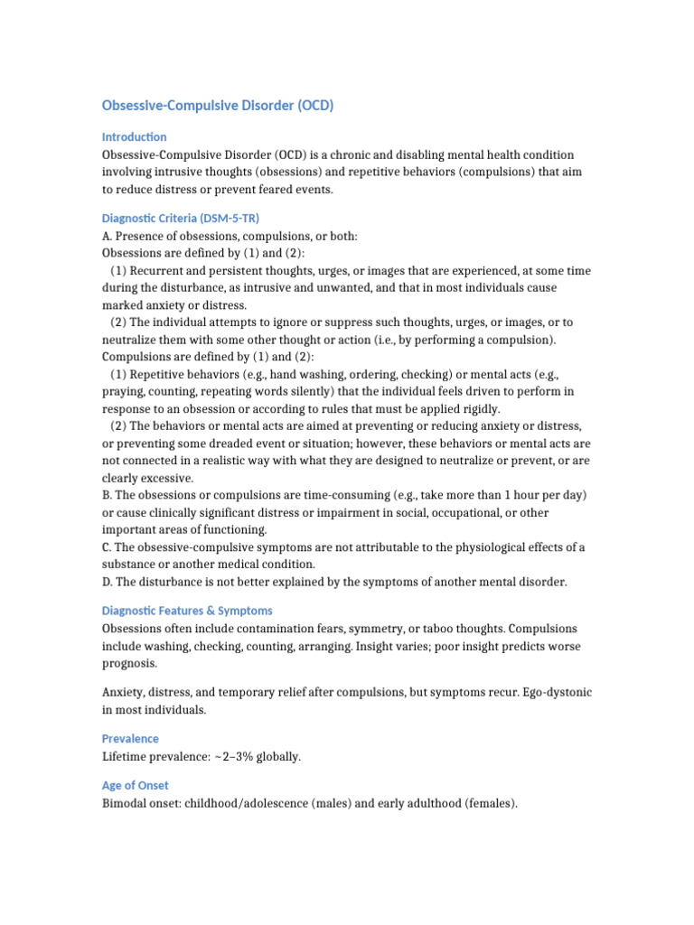 DSM-5-TR: Anxiety Disorders Overview | PDF | Obsessive–Compulsive ...