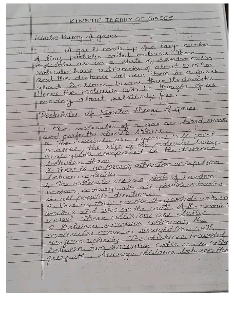Kinetic Theory Notes | PDF