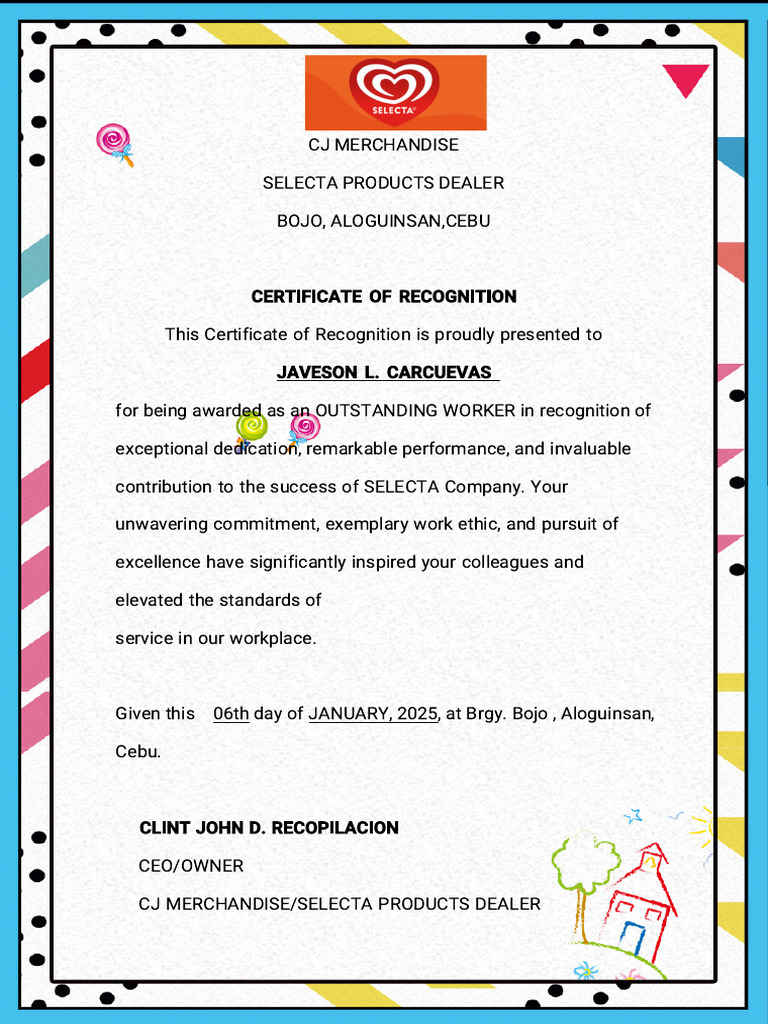 Cert of Recognition | PDF
