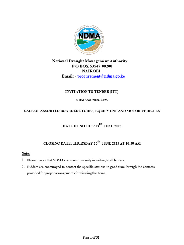 Final Tender Document For Sale of Disposable Items and Stores 19jun2025 ...