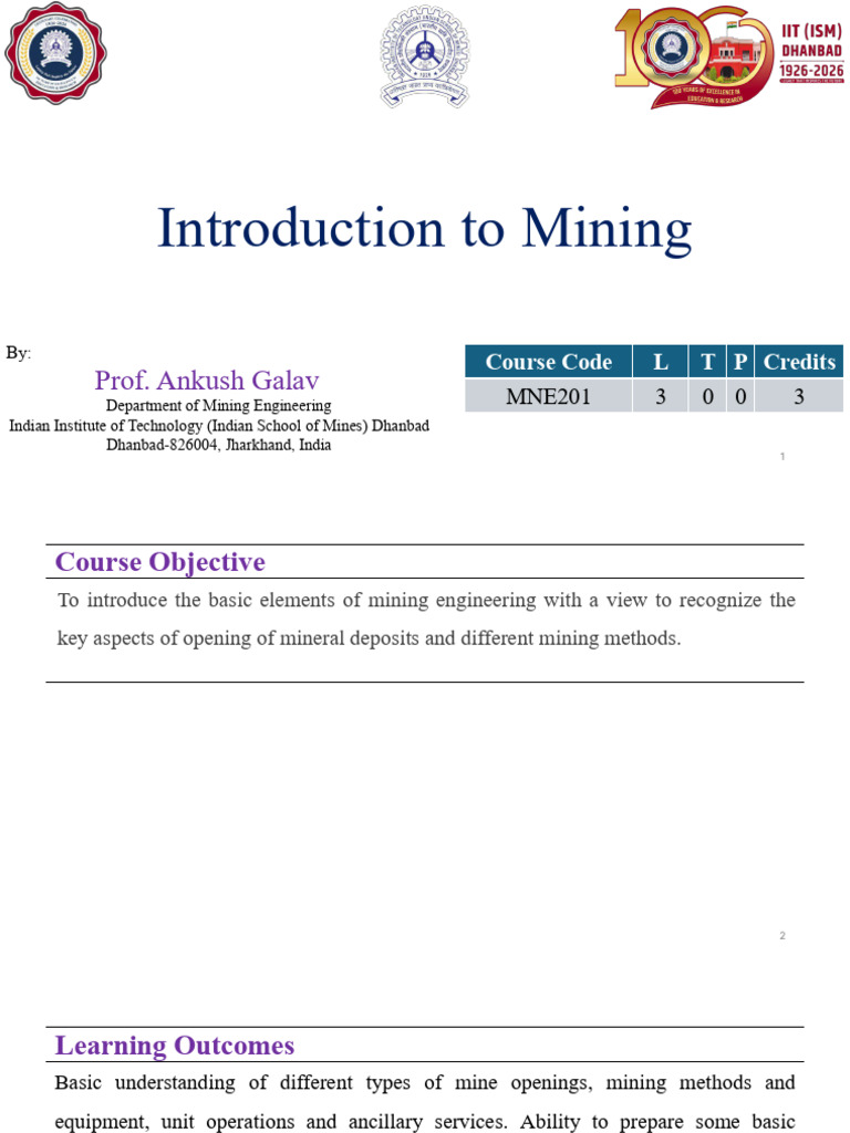 Part 1_Introduction to Mining | PDF | Mining | Ore