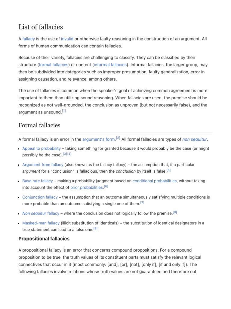 Comprehensive Fallacy List | PDF | Fallacy | Logic