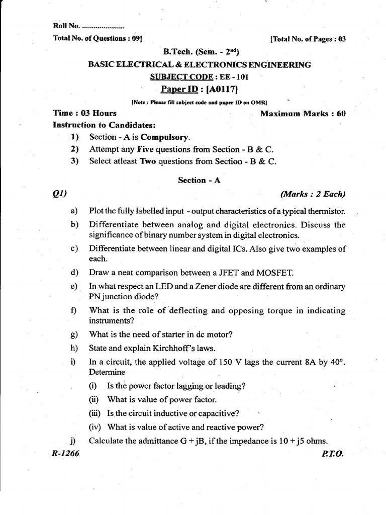 Beee | PDF | Electrical Engineering | Electronic Circuits