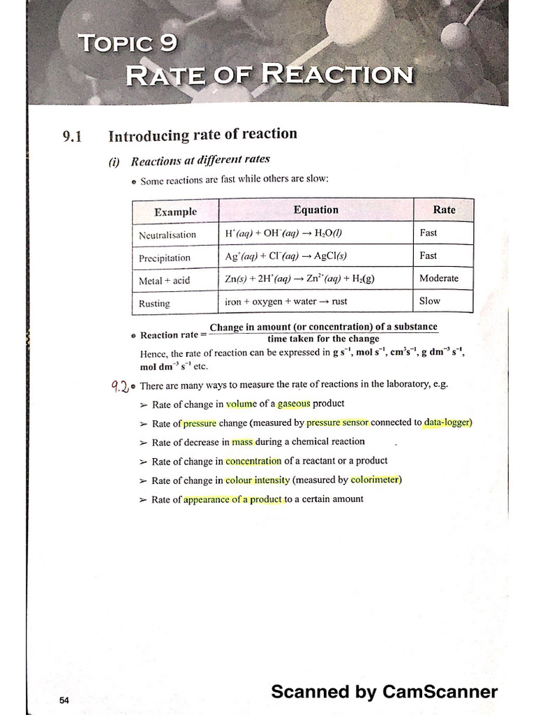 CHEM09 - Rate of Reaction | PDF