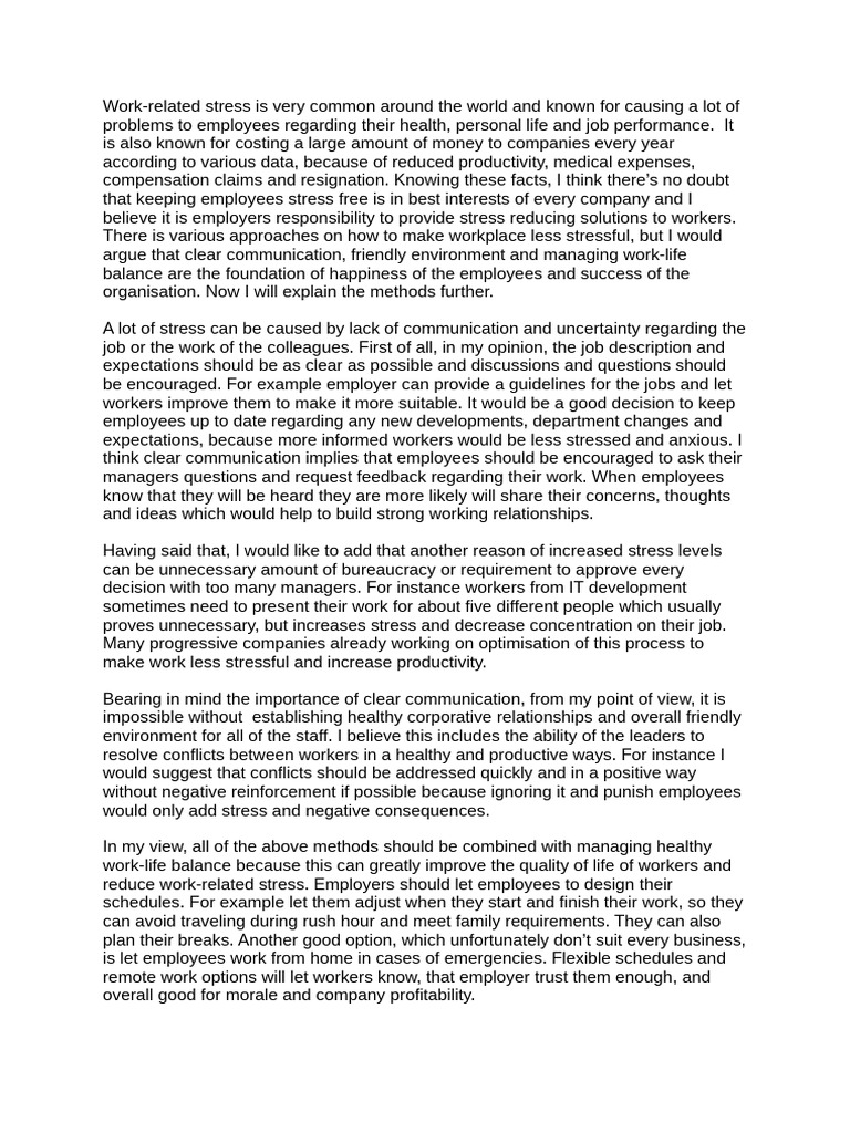 Reducing Work-Related Stress Strategies | PDF | Employment ...