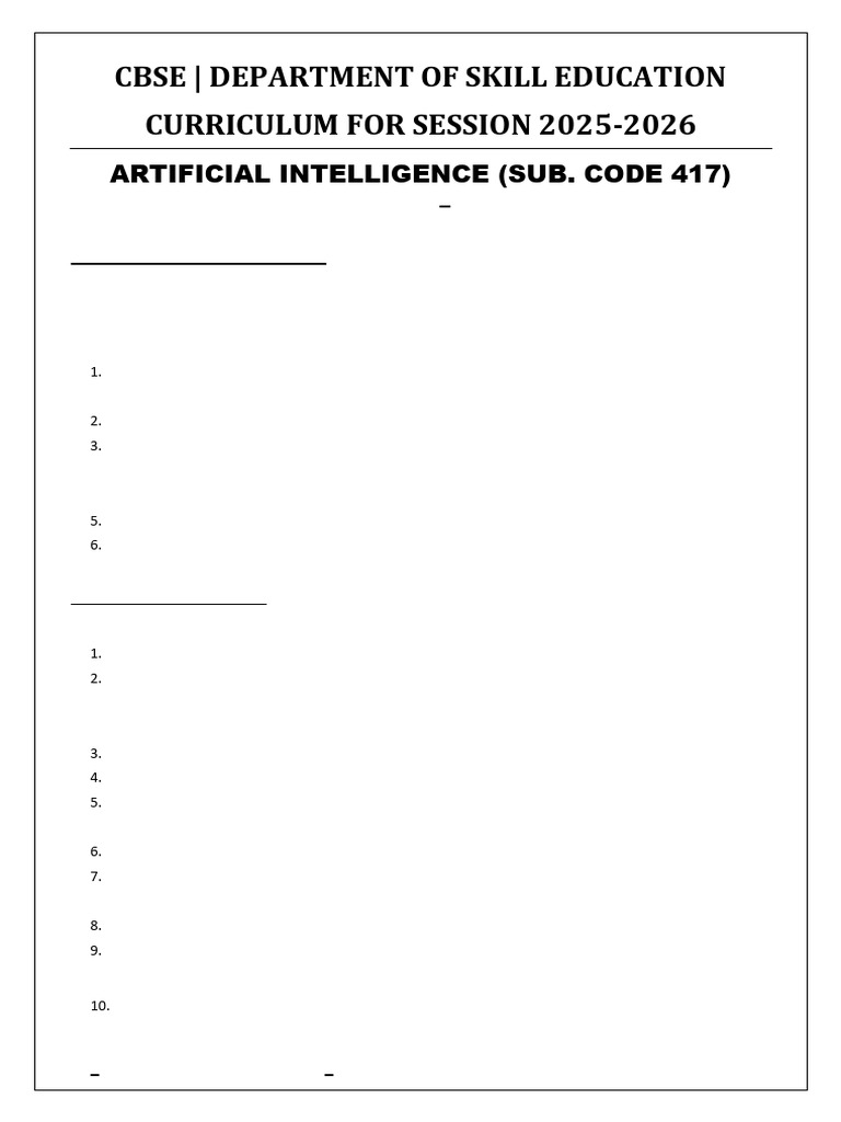 417 Class 9 AI Curriculum (2025-26) | PDF | Artificial Intelligence ...