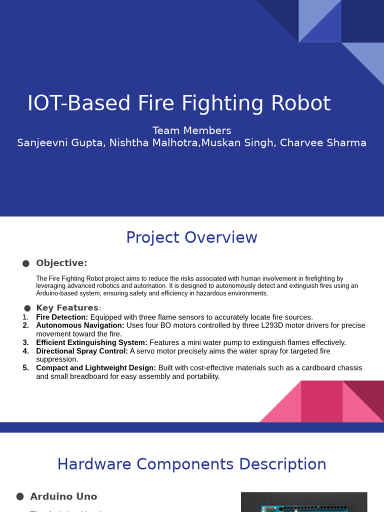 IoT Fire Fighting Robot Overview | PDF | Robotics | Robot