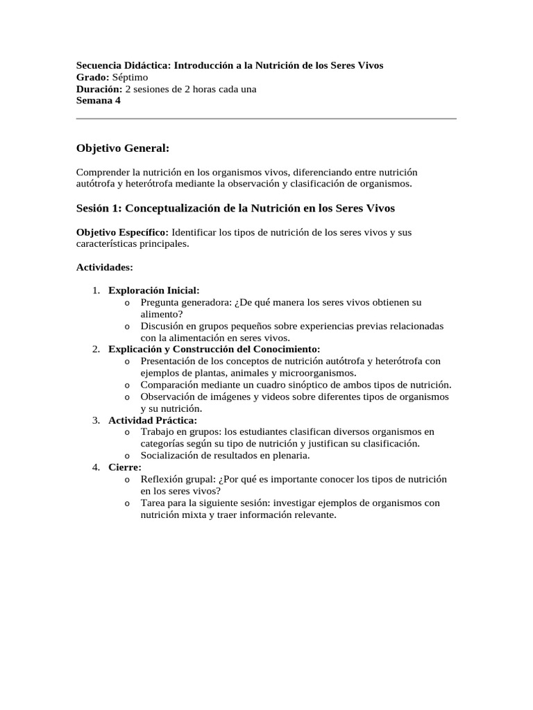 Introducción A La Nutrición de Los Seres Vivos | PDF | Nutrición ...