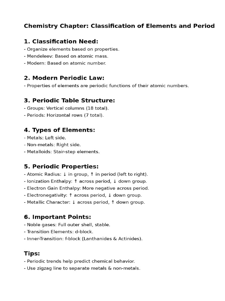 Classification Periodicity Notes | PDF