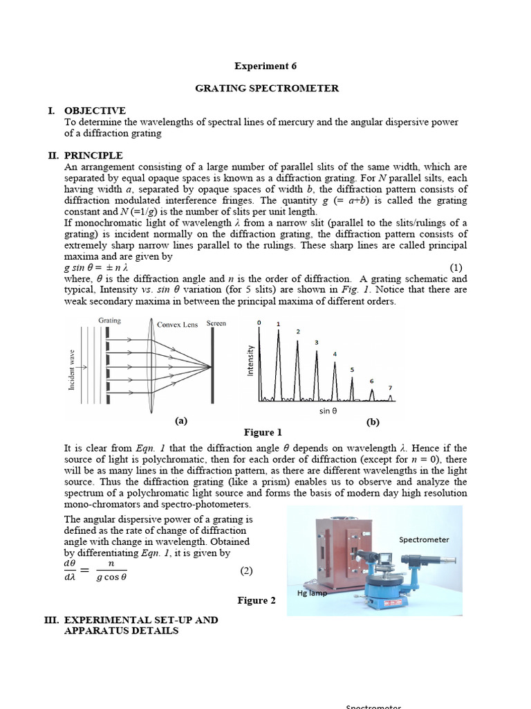 Ating Spectrometer (Revised Version) | PDF | Diffraction | Wavelength