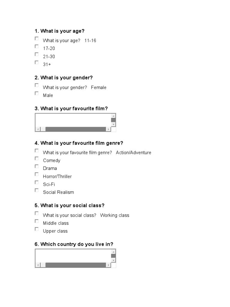 Film Preferences Survey Questionnaire | PDF
